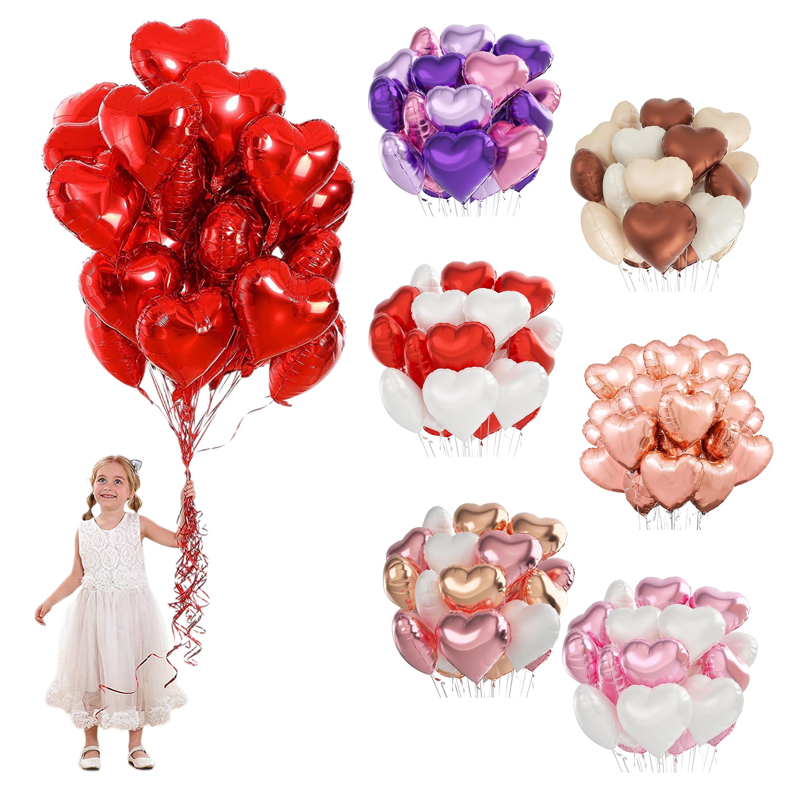 Heart Balloons for Valentines Day Decor Accessories, 18 In Large Heart ...