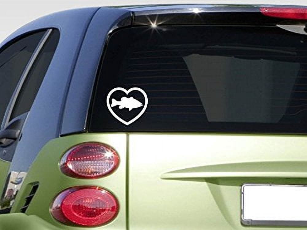 Heart Bass *F347* sticker decal fishing rod reel bait boat motor ...
