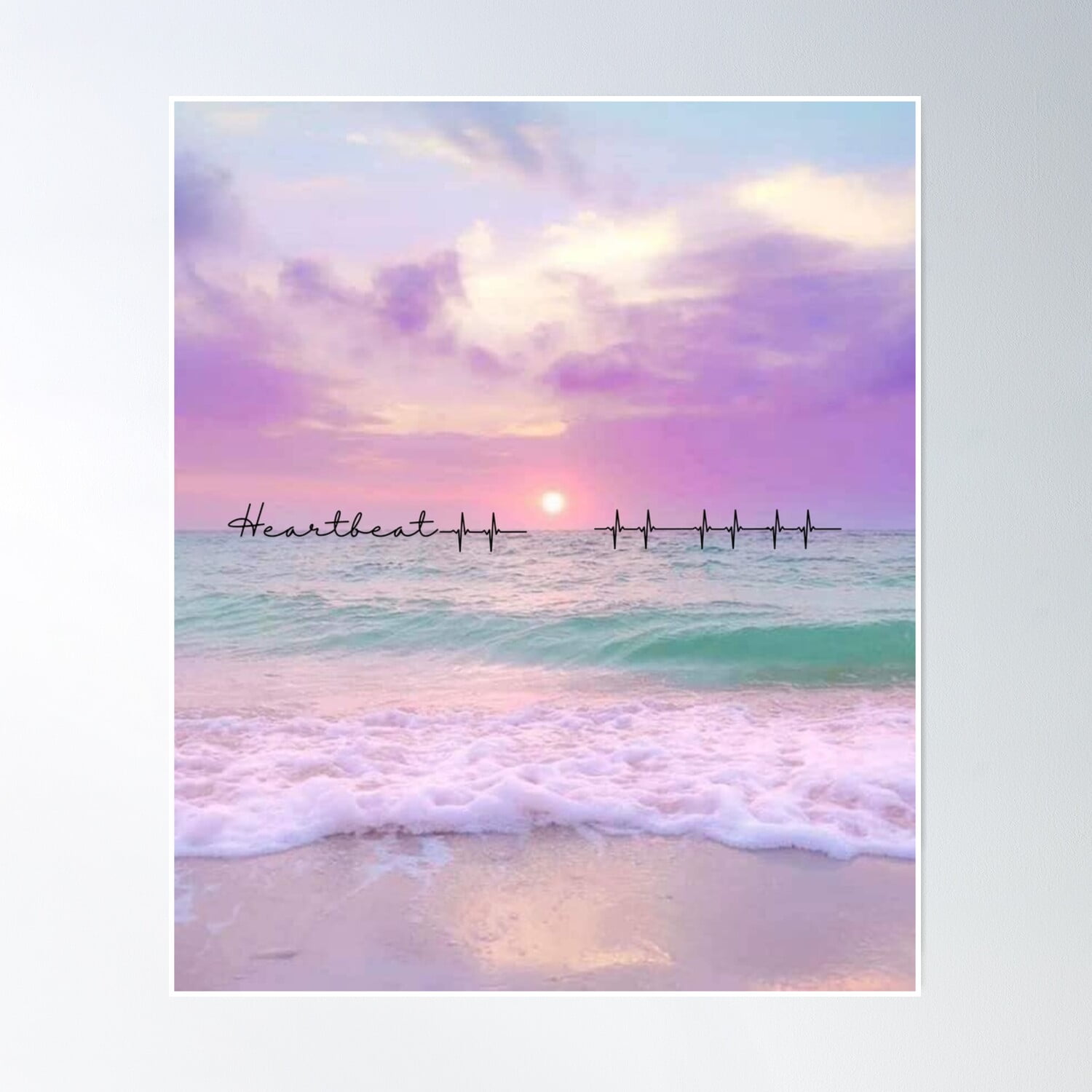 Heart Beat And Purple, Violet Ocean Poster Wall Art, Modern Wall Decor ...