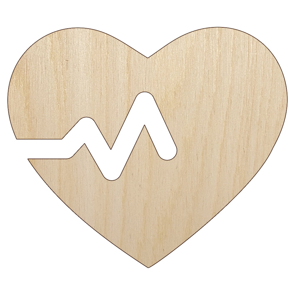 Heart Beat Wood Shape Unfinished Piece Cutout Craft DIY Projects - 6.25 ...