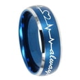 Heart Beat forever Heart always more 8MM Dome Brushed Finish Blue ...