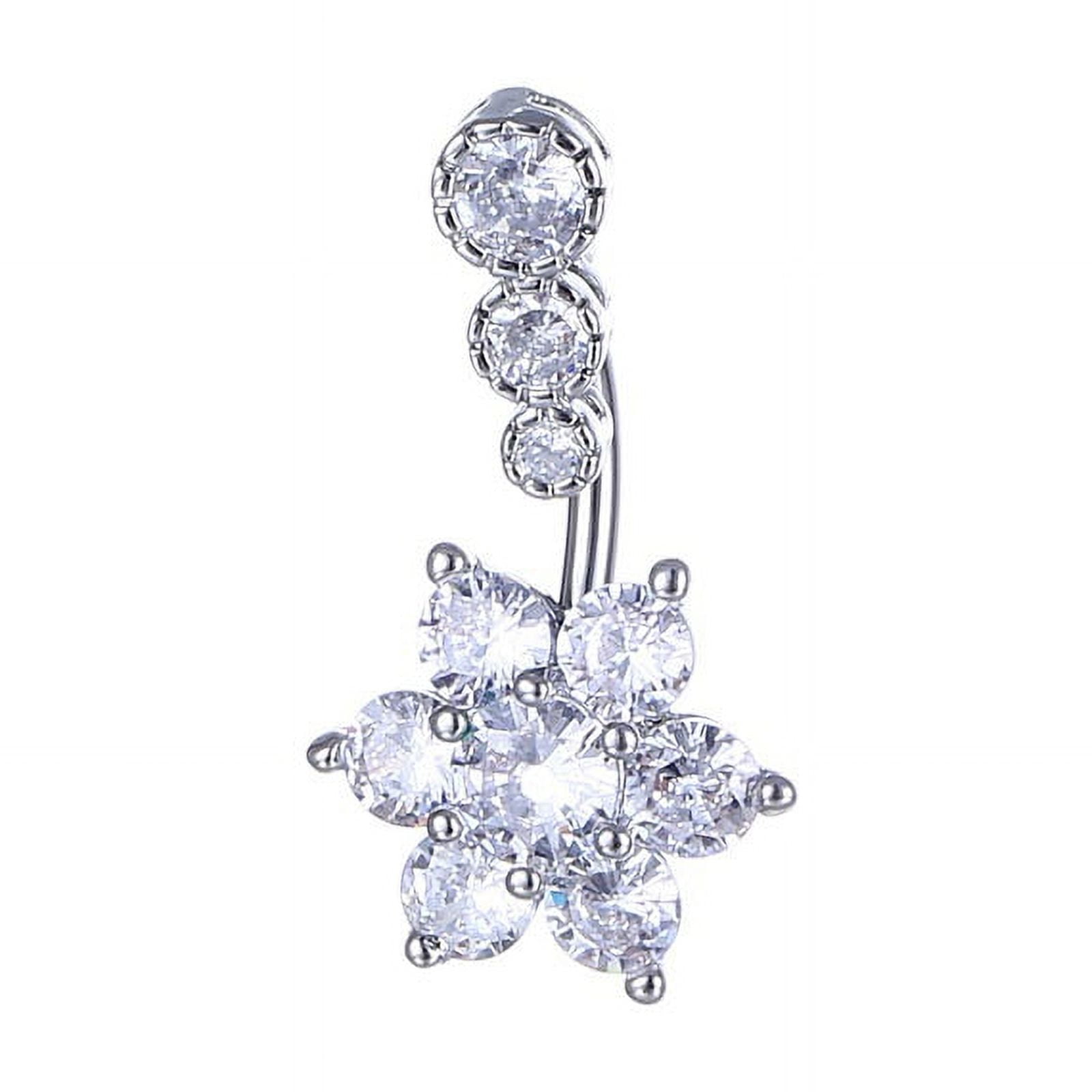 Heart Belly Button Ring Navel Piercing Female Sterling Silver 14G Belly ...