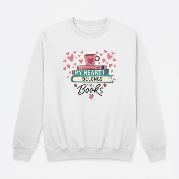 My Heart Belongs To Books Valentine’s Day Sweatshirt, Bookish Coffee ...