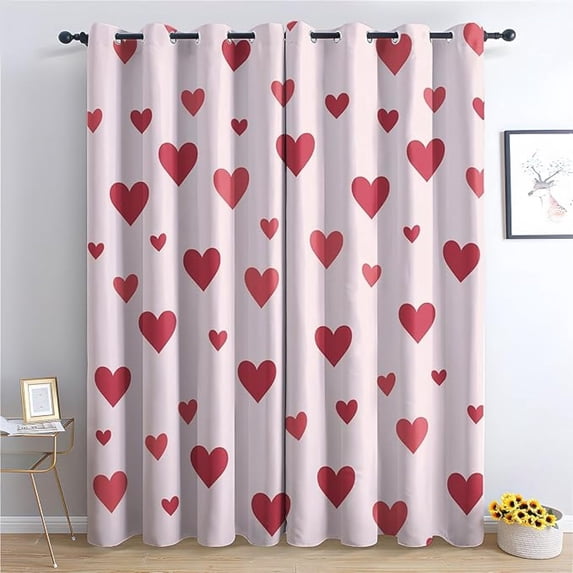 Heart Blackout Curtains For Living Room Bedroom, Thermal Insulated Room ...