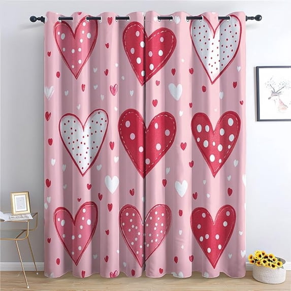 Heart Blackout Curtains For Living Room Bedroom, Thermal Insulated Room ...