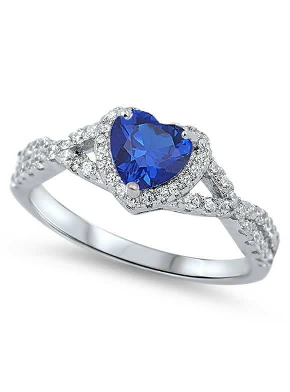 blue sapphire heart rings