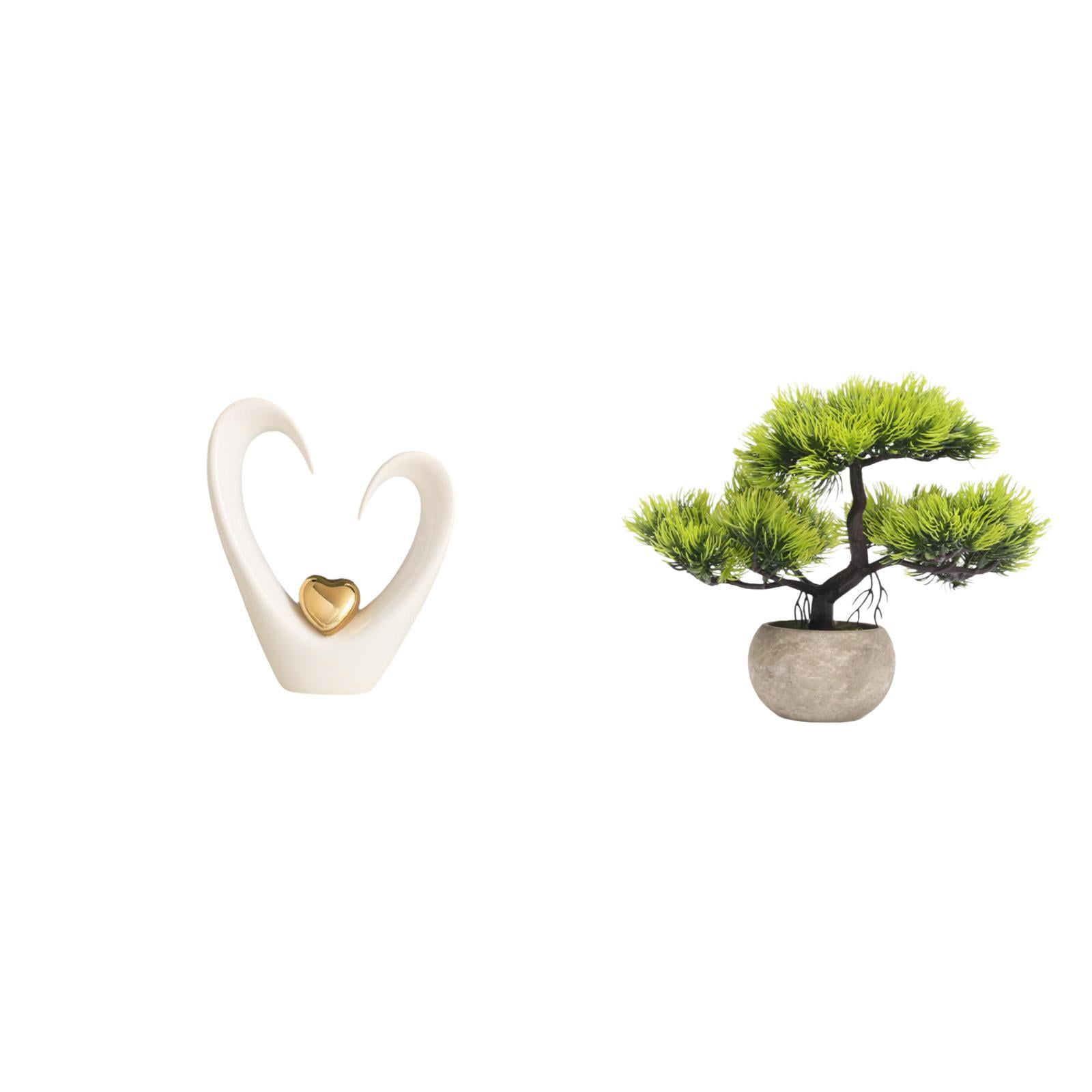 Heart Bonsai Sculpture Desktop Figurine Ceramic Material for Modern ...