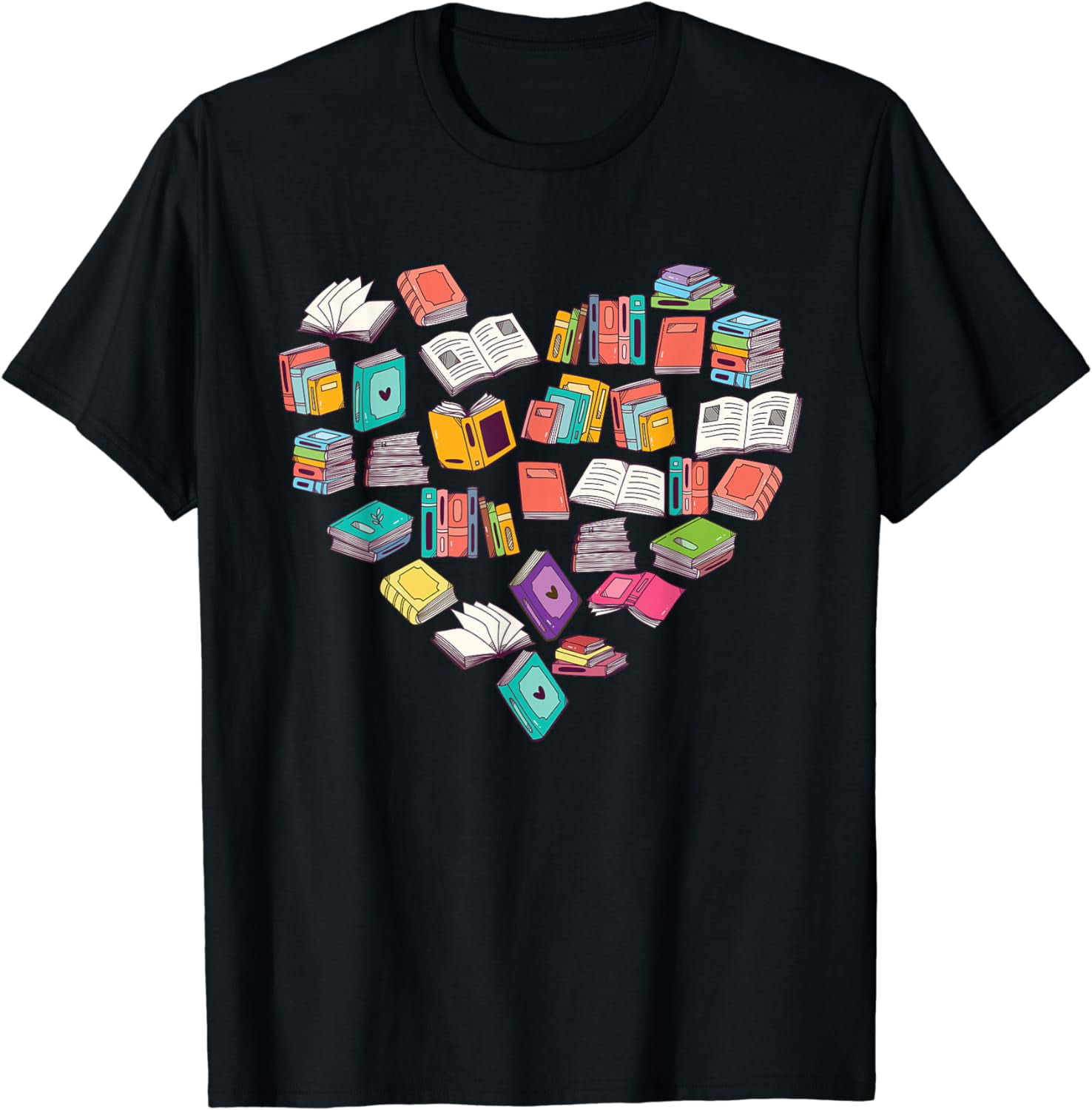 Heart Bookshelf - Book Lover School Librarian Library T-Shirt - Walmart.com