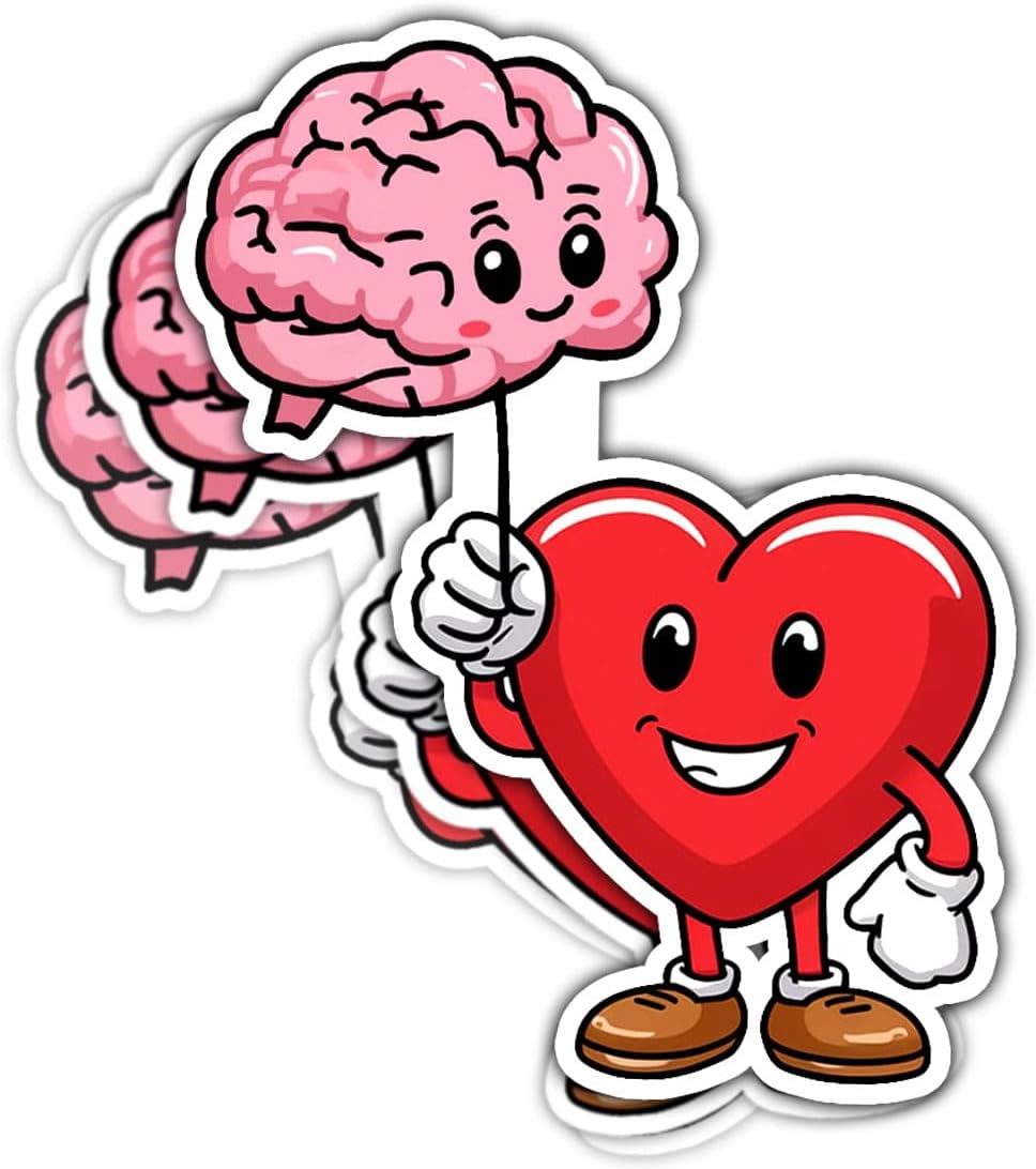 Heart and Brain Connected Sticker, Mental Health Sticker, Right Balance ...