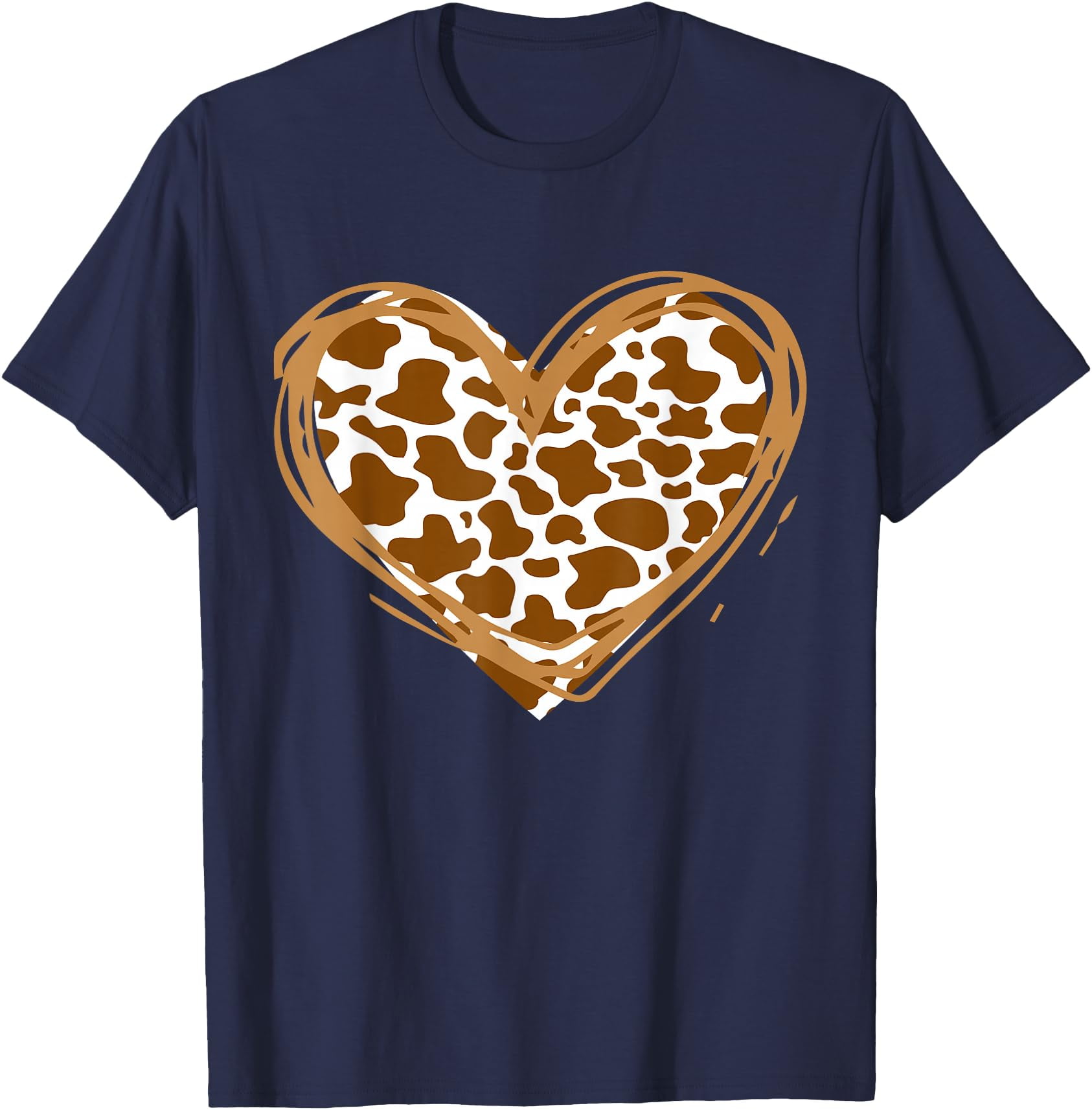 Heart Brown Cow Pattern for Cow Lover Softstyle Unisex T-Shirt,Navy ...