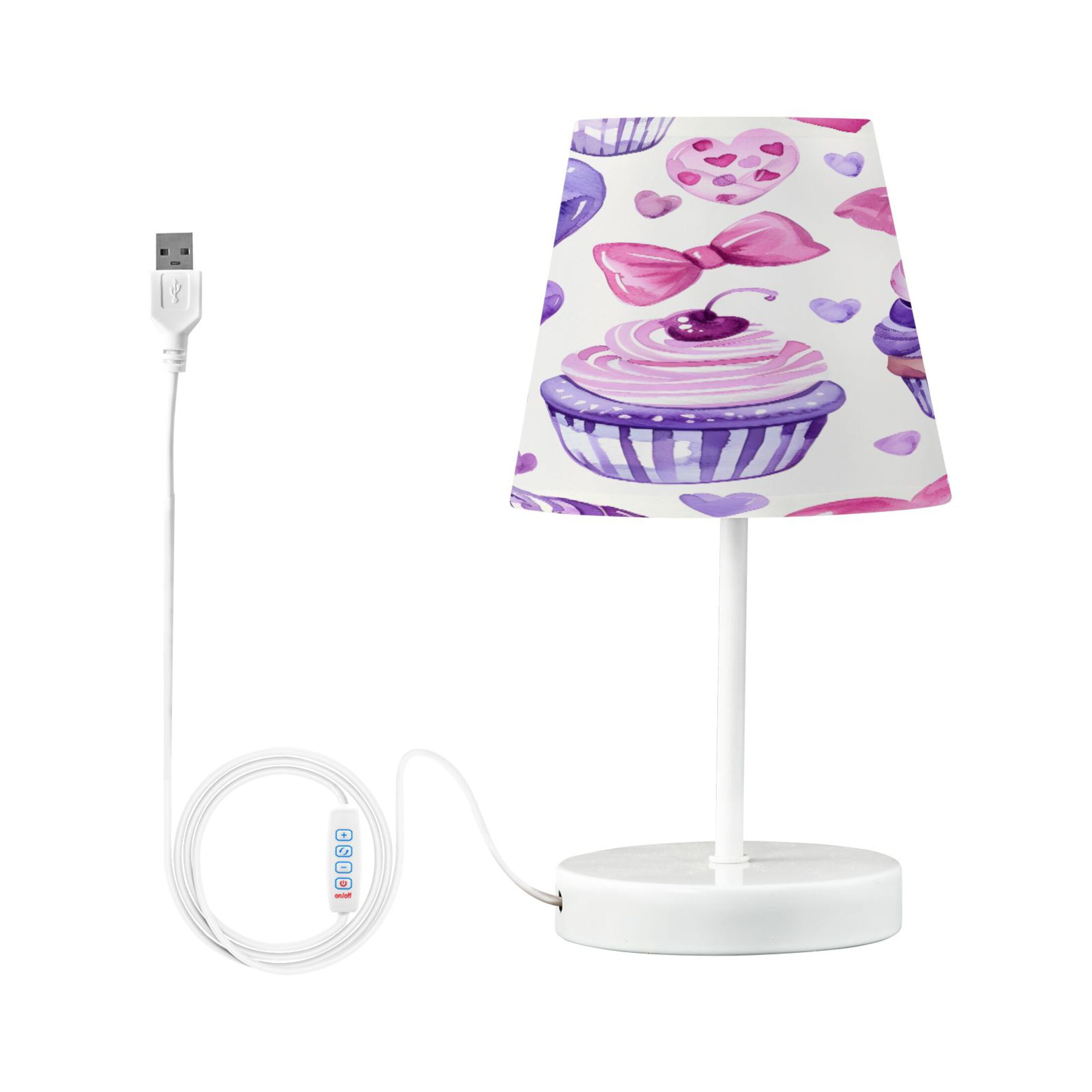 Heart Candy Cupcakes Bow Desk Lamp LED Table Nightstand Lamps with 3 ...