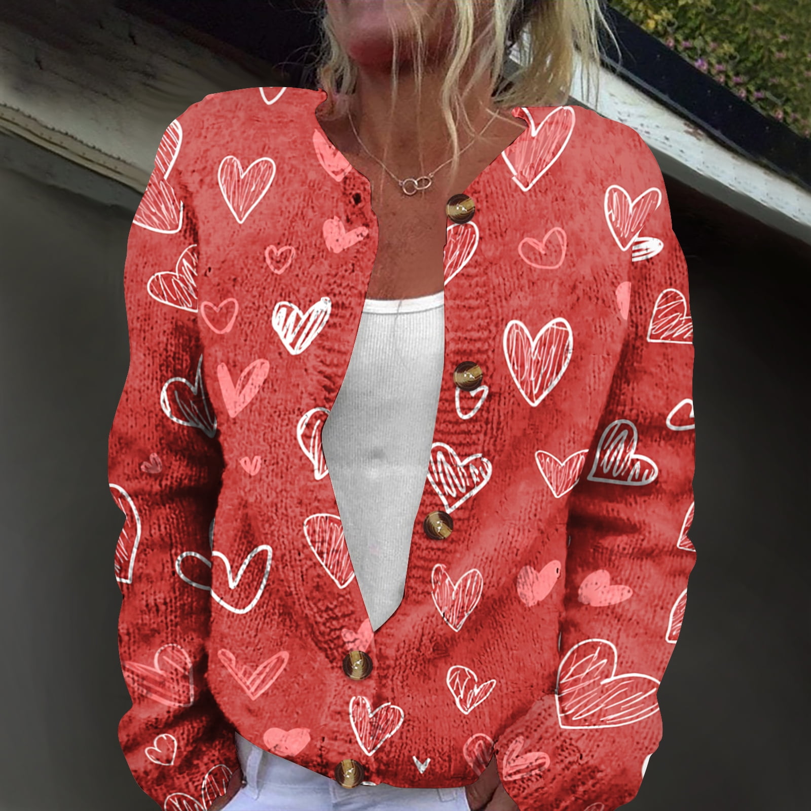 Heart Cardigan Sweater for Women Oversized Valentine's Day Cardigan ...