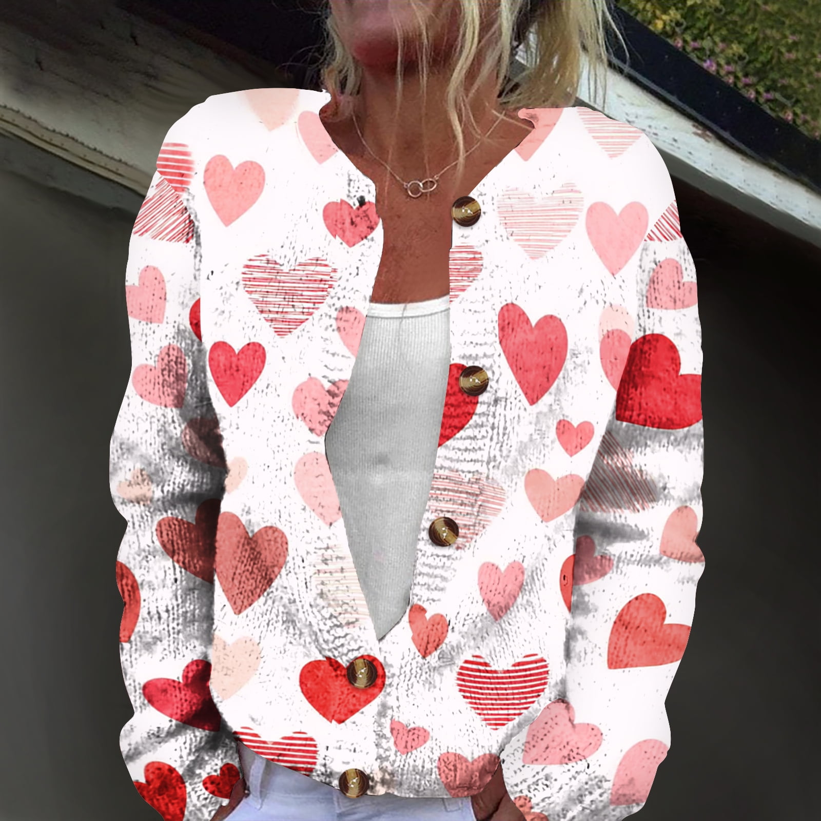 Heart Cardigan Sweater for Women Oversized Valentine's Day Cardigan ...
