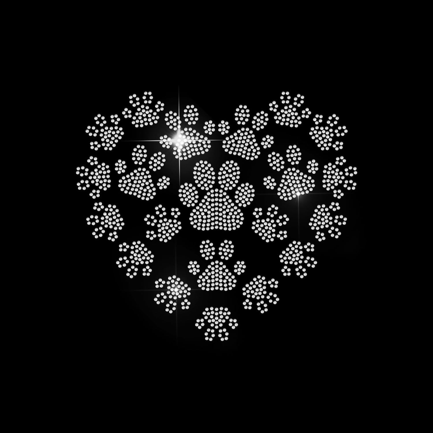 Heart Cat Claw Rhinestone Iron on Heat Transfer Love Heart Bling ...