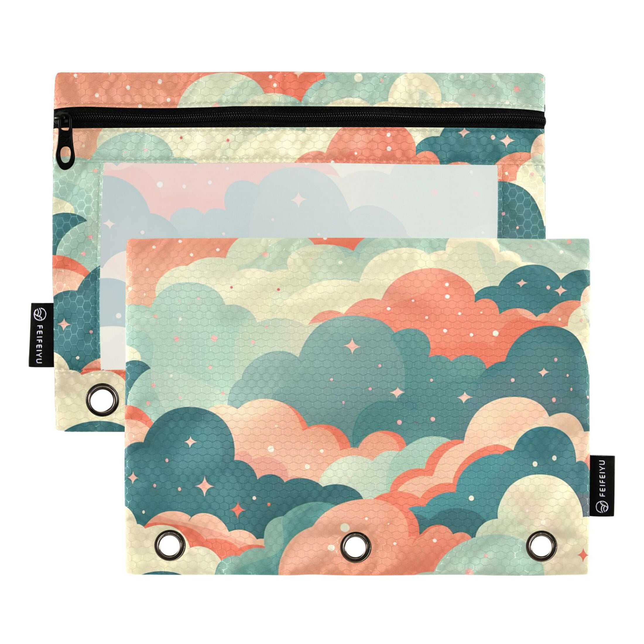 Heart Cat Couple Kiss Valentine Binder Pouches Zipper Pocket Document ...