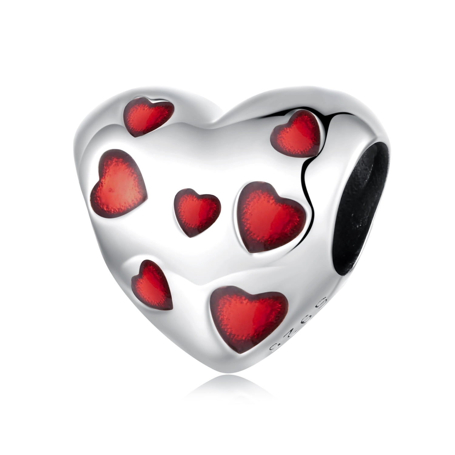 Heart Charm, Genuine 925 Sterling Silver Charm, Compatible with Pandora ...