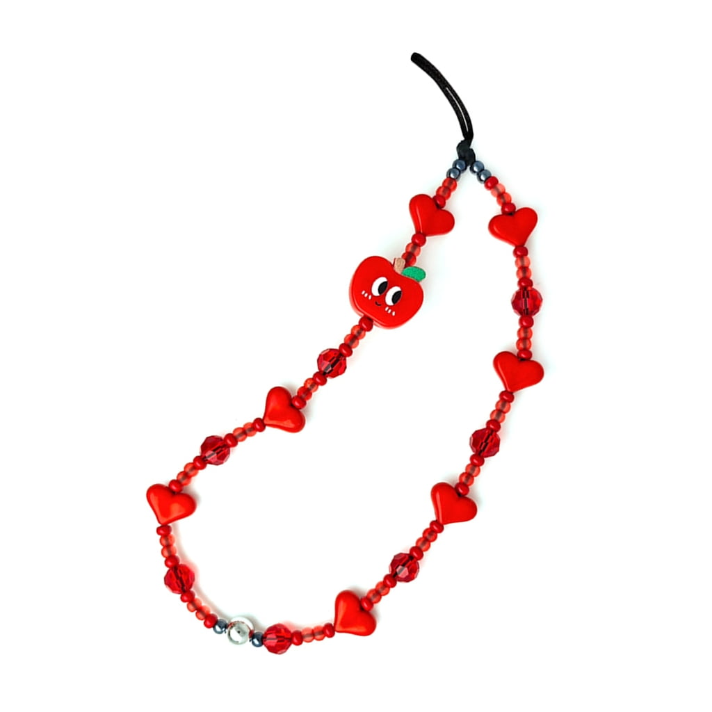 Heart Charm Phone Strap, Acrylic Beaded Chain Pendant Women Girls ...