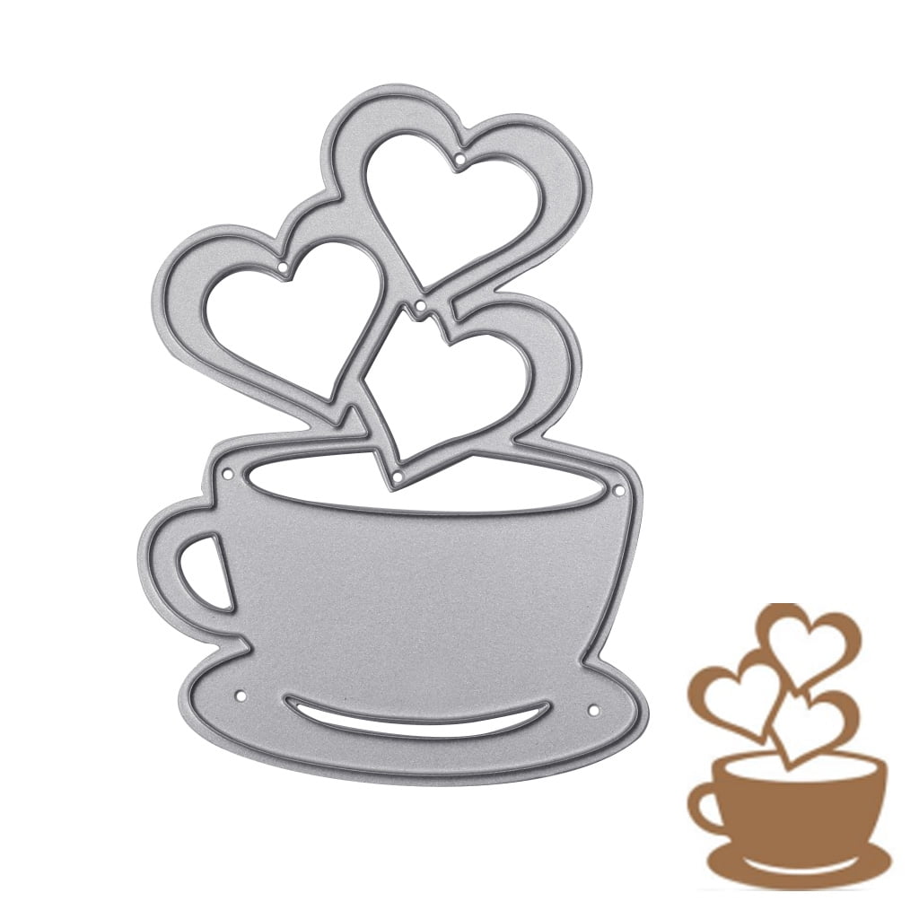 Heart Coffee Cutting Dies Stencils Scrapbook Album Paper Card Embossing ...