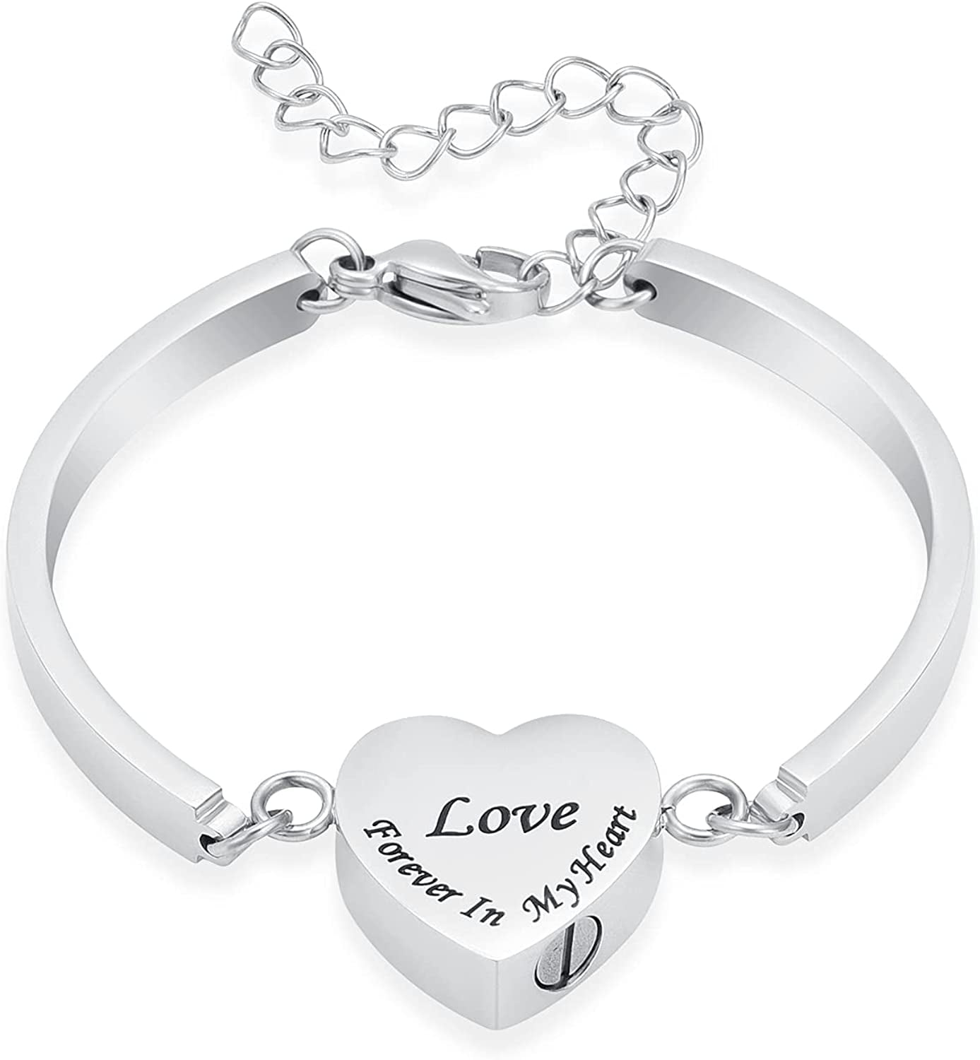 Heart Cremation Bracelet for Ashes - Stainless Steel Urn Bangles for ...