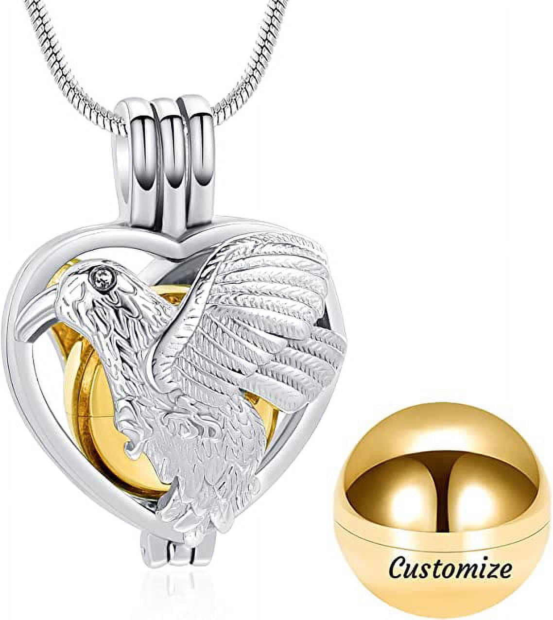 Heart Cremation Jewelry for Ashes - Eagle Urn Necklace for Ashes ...