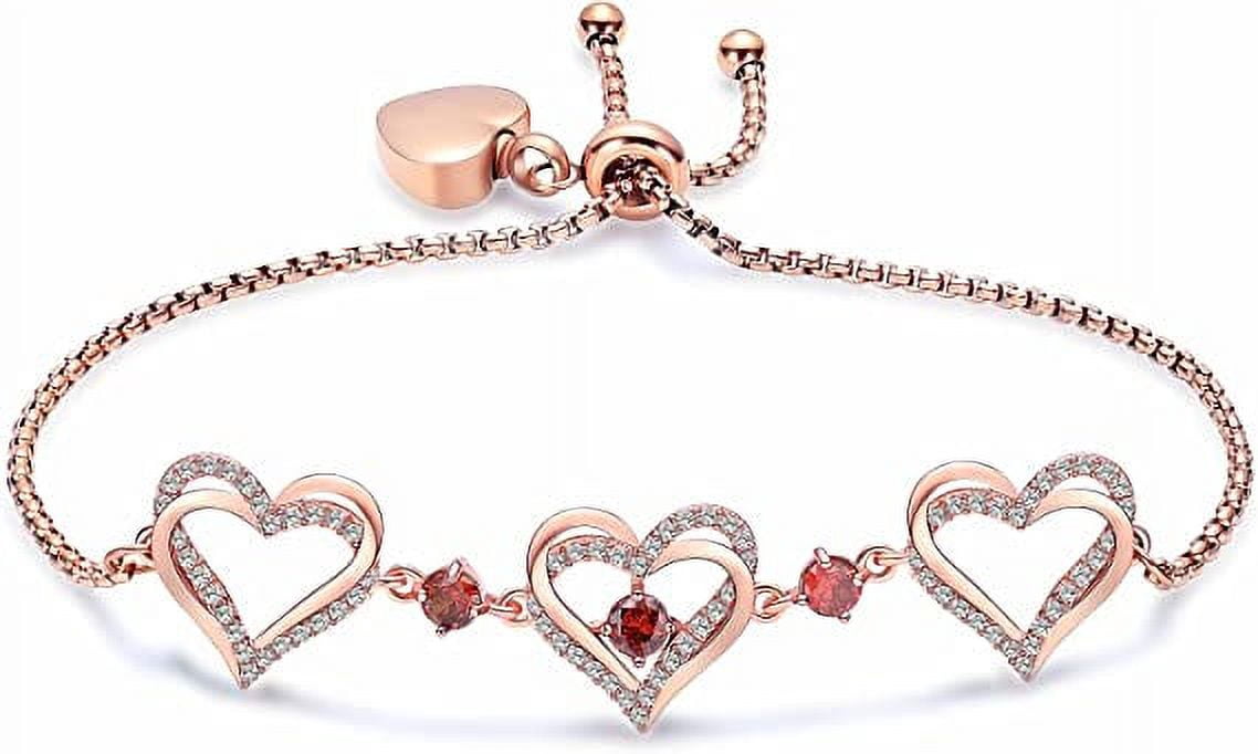 Heart Cremation Urn Ashes Bracelet with Birthstone Keepsake Memorial ...