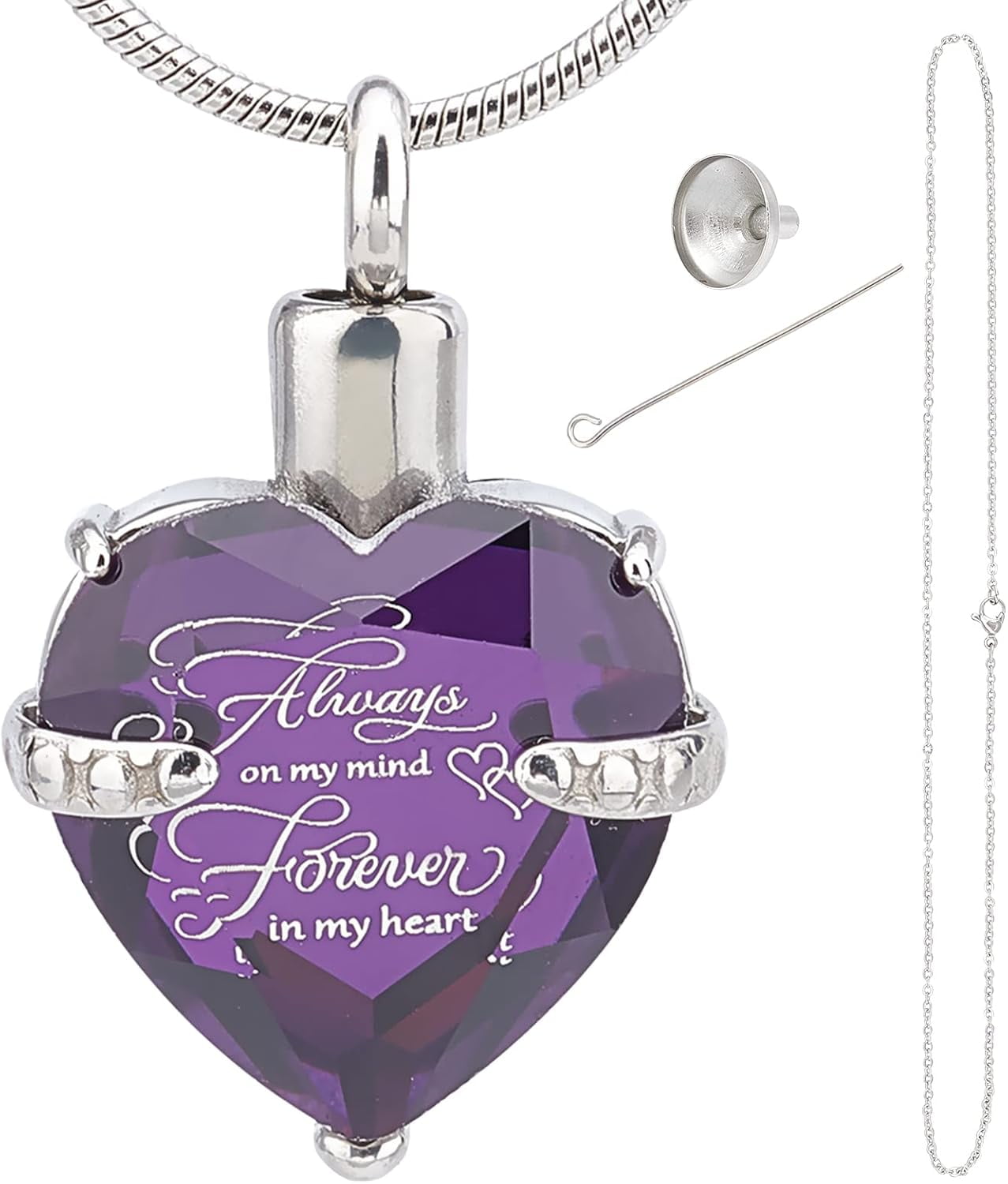 Heart Cremation Urn Necklace for Ash Birthstone Memorial Keepsake ...