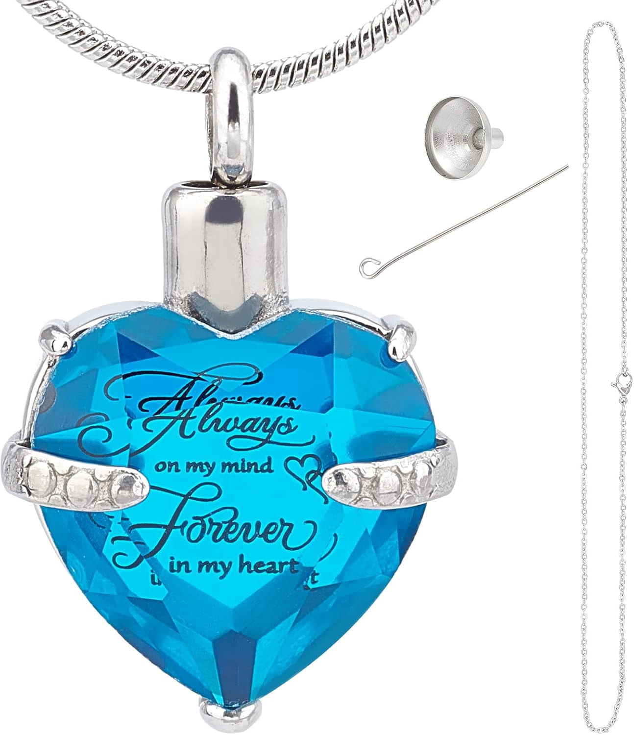 Heart Cremation Urn Necklace for Ashes Birthstone Memorial Keepsake ...