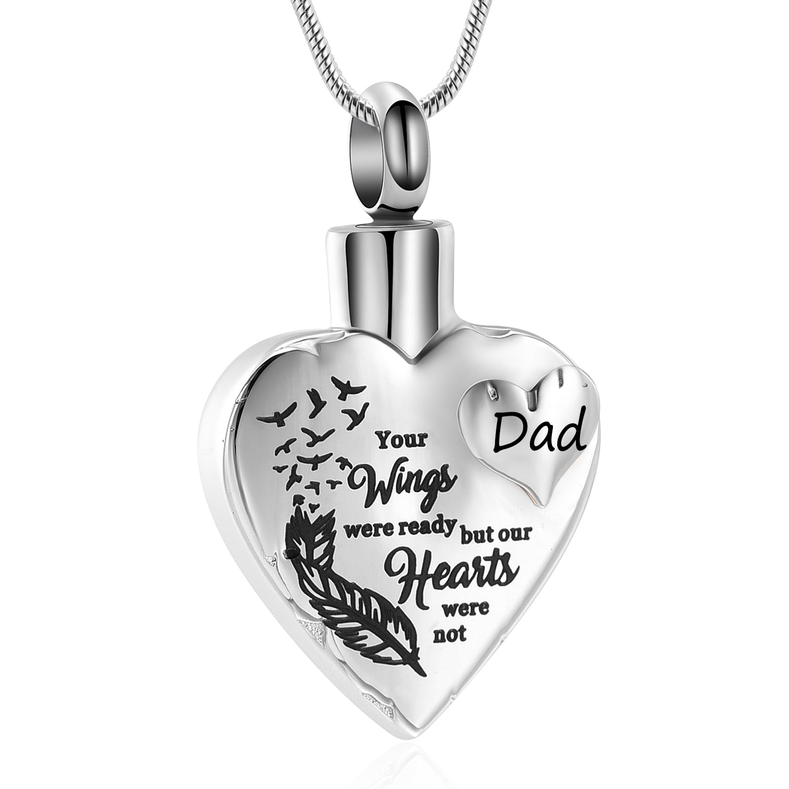 Heart Cremation Urn Necklace for Ashes Comes With Angel Wing Ashes ...