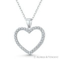 Heart Cubic Zirconia CZ Crystal Pave Pendant in .925 Sterling Silver w ...