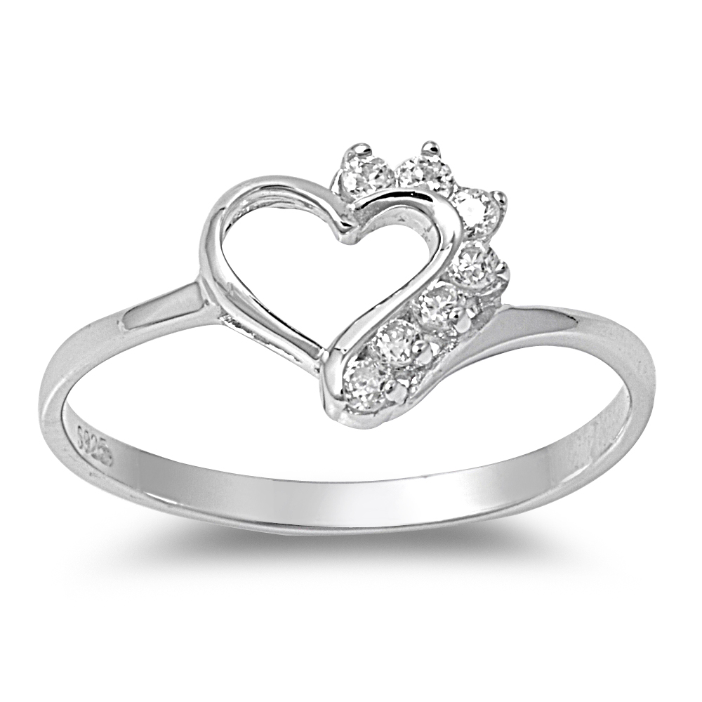 Heart Cubic Zirconia Ring Sterling Silver 925 - Walmart.com