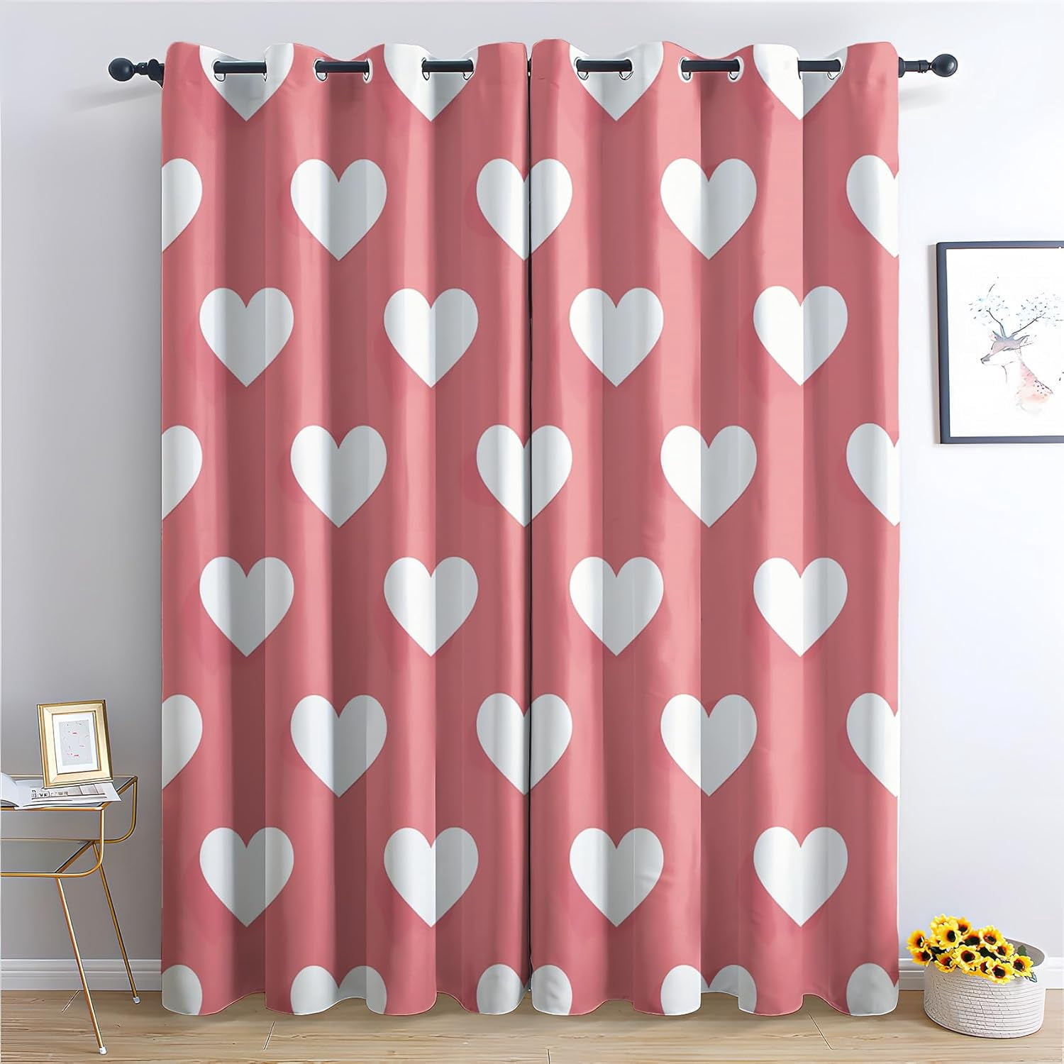 Heart Curtains For Bedroom Living Room, Colorful Blackout Curtains ...