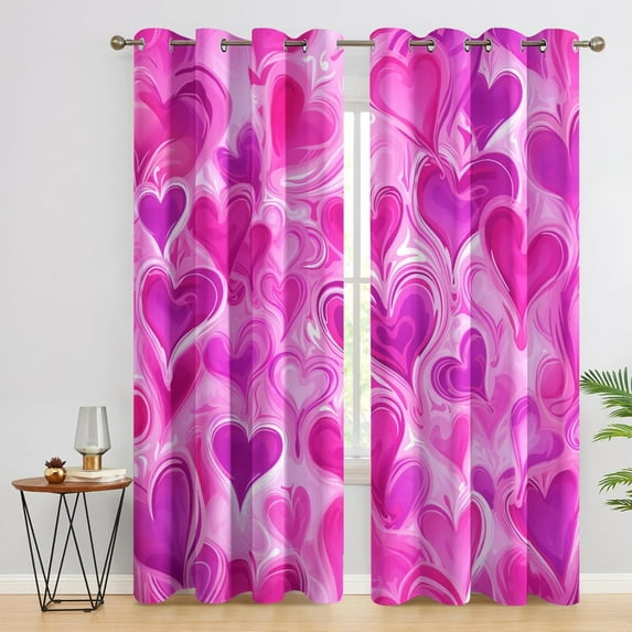 Heart Curtains For Living Room , Abstract Art Pattern Design Blackout ...