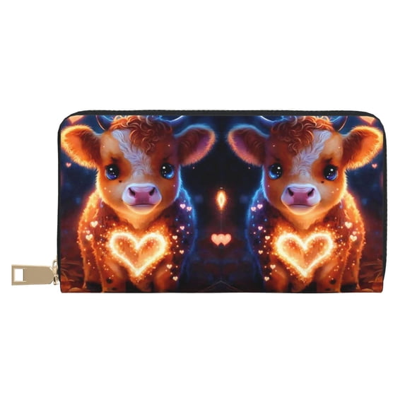Heart Cute Cattle Wallet Women, Leather Bifold Multi Card Wallet, Women ...