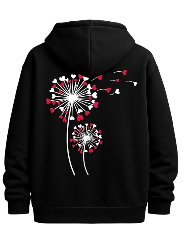 Heart Dandelion Hoodie graphic hoodies men's sweatshirts black Clothing ...