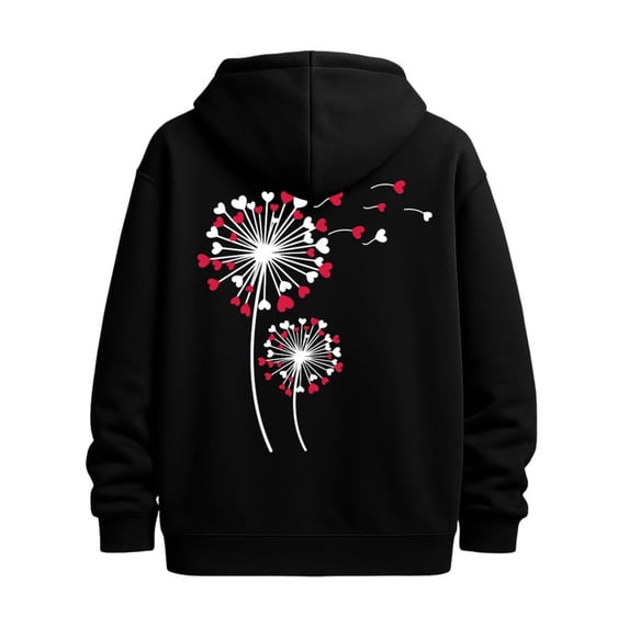 Heart Dandelion Hoodie graphic hoodies men's sweatshirts black Clothing ...