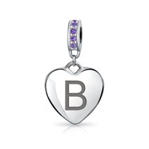 Heart silver charm w/faceted fuchsia rose crystal Charm 796563NFR ...