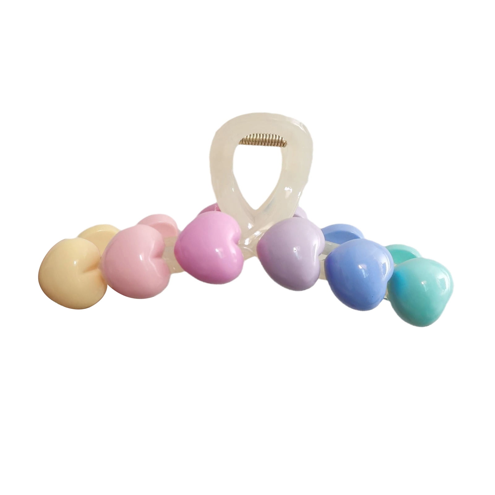 Heart Decor Non-slip Hair Claw Crossing Teeth Spring Design Candy Color ...