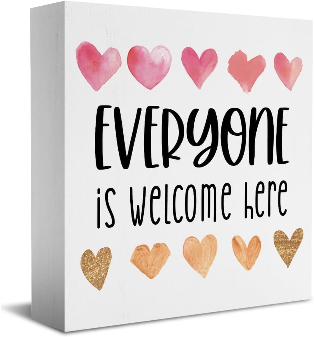 Heart Decor Welcome Sign Desk Decor Wooden Box Sign Inspirational Funny ...