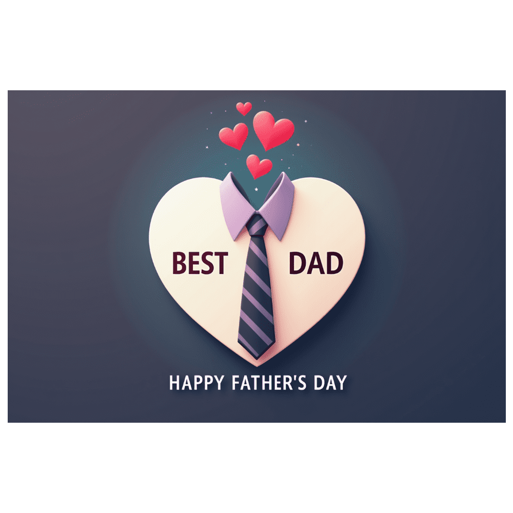 Heart Design Best Dad Banner Tie Motif Father's Day Decoration for ...