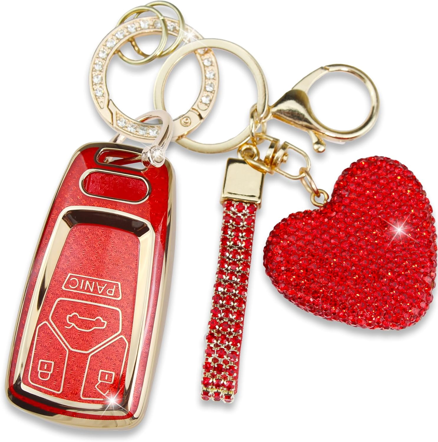 Heart Design Key Case Holder Protector Keychain for Audi A4 A5 A6 A7 A8 ...