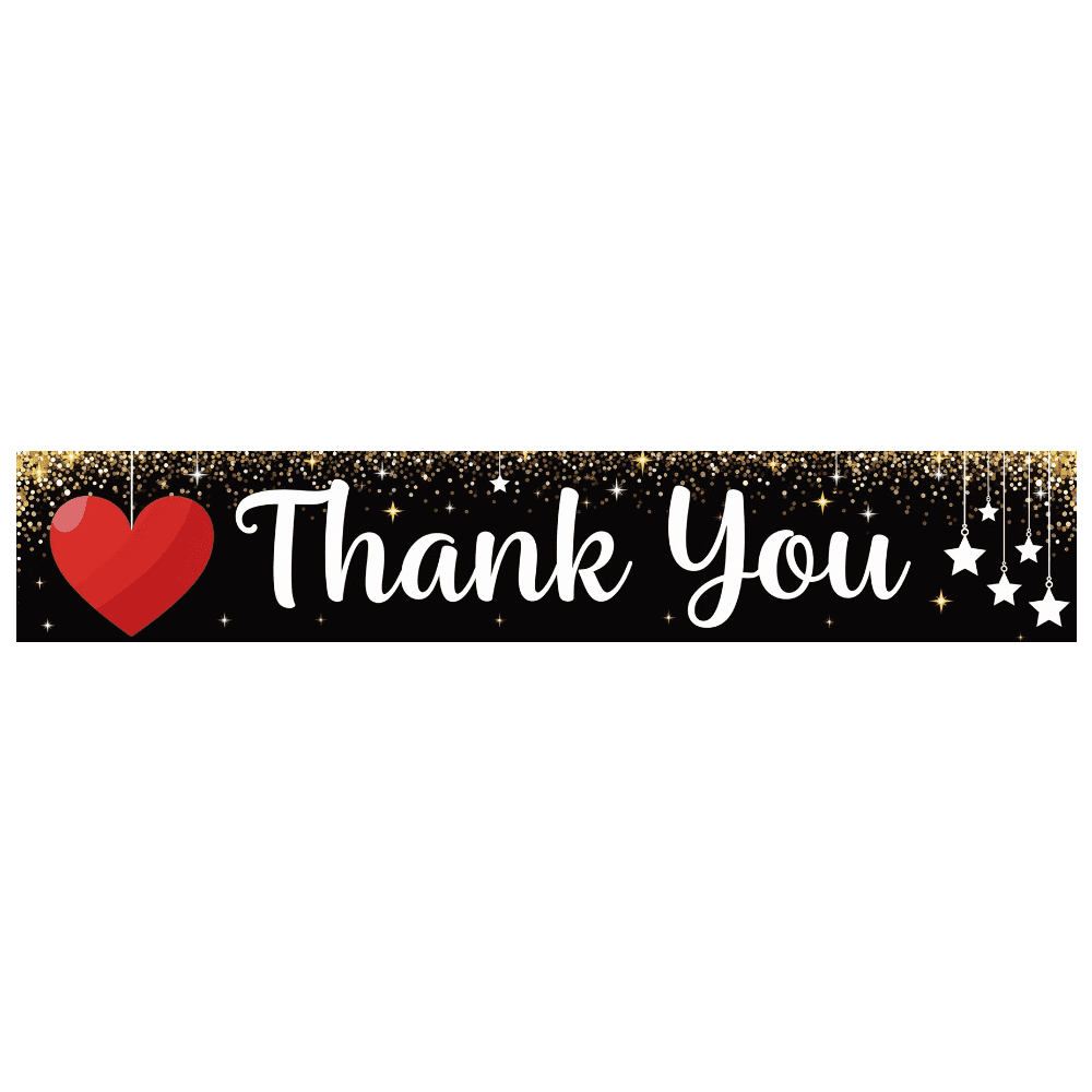 Heart Design Thank You Banner Decorative Stars Appreciation Display for ...