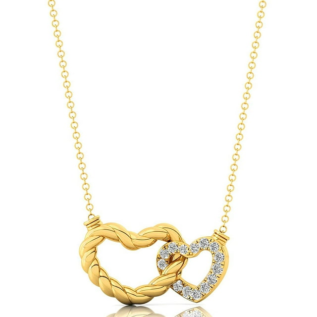 Heart Diamond Necklace, 18k Solid Gold Necklace, Love Heart Jewelry ...