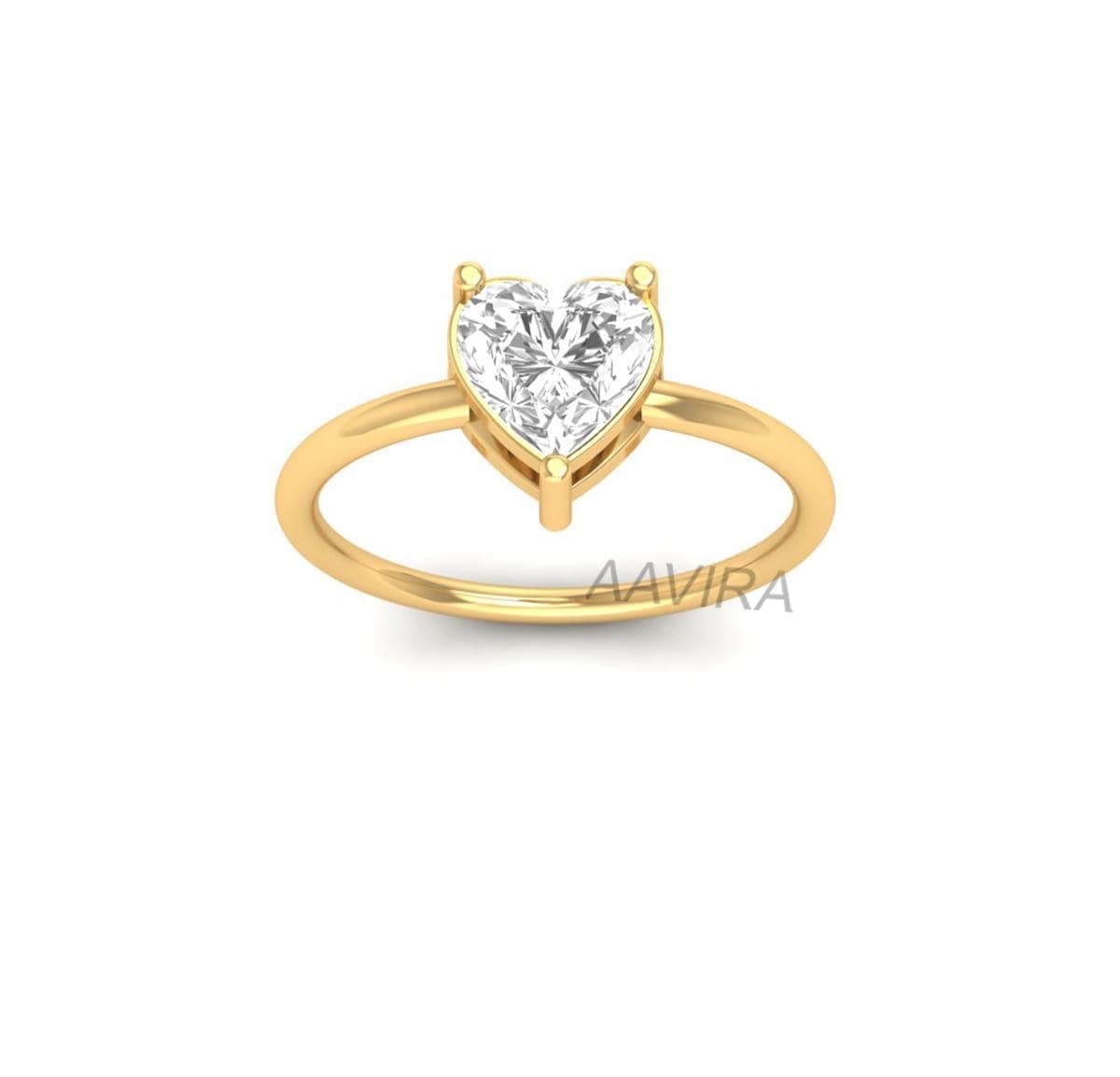 Heart Diamond Promise Ring for Women, 14K Yellow Gold Plated ...