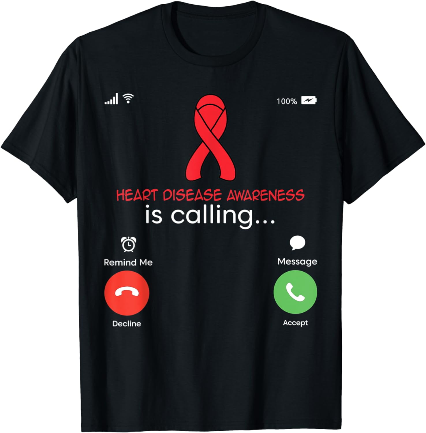 Heart Disease Awareness Red Ribbon Heart Attack Survivor T-Shirt ...