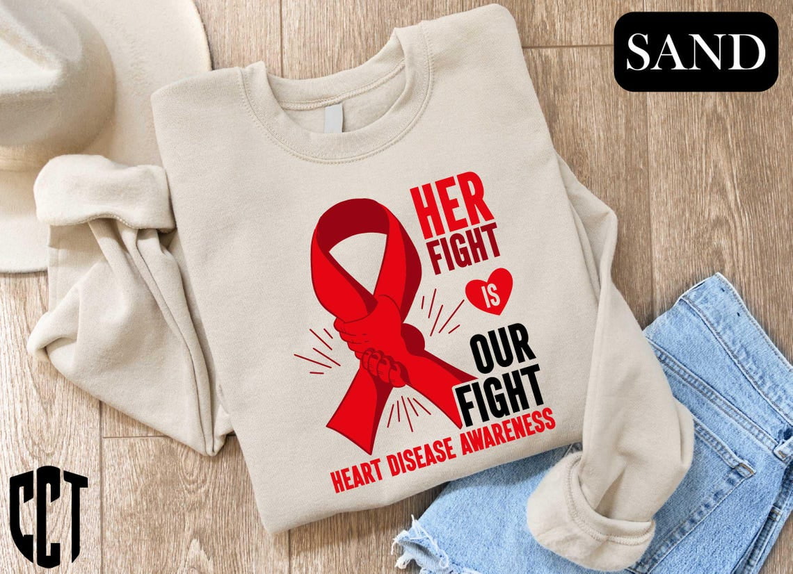 Heart Disease Awareness Sweatshirt,Heart Awareness Shirt,Heart Disease ...