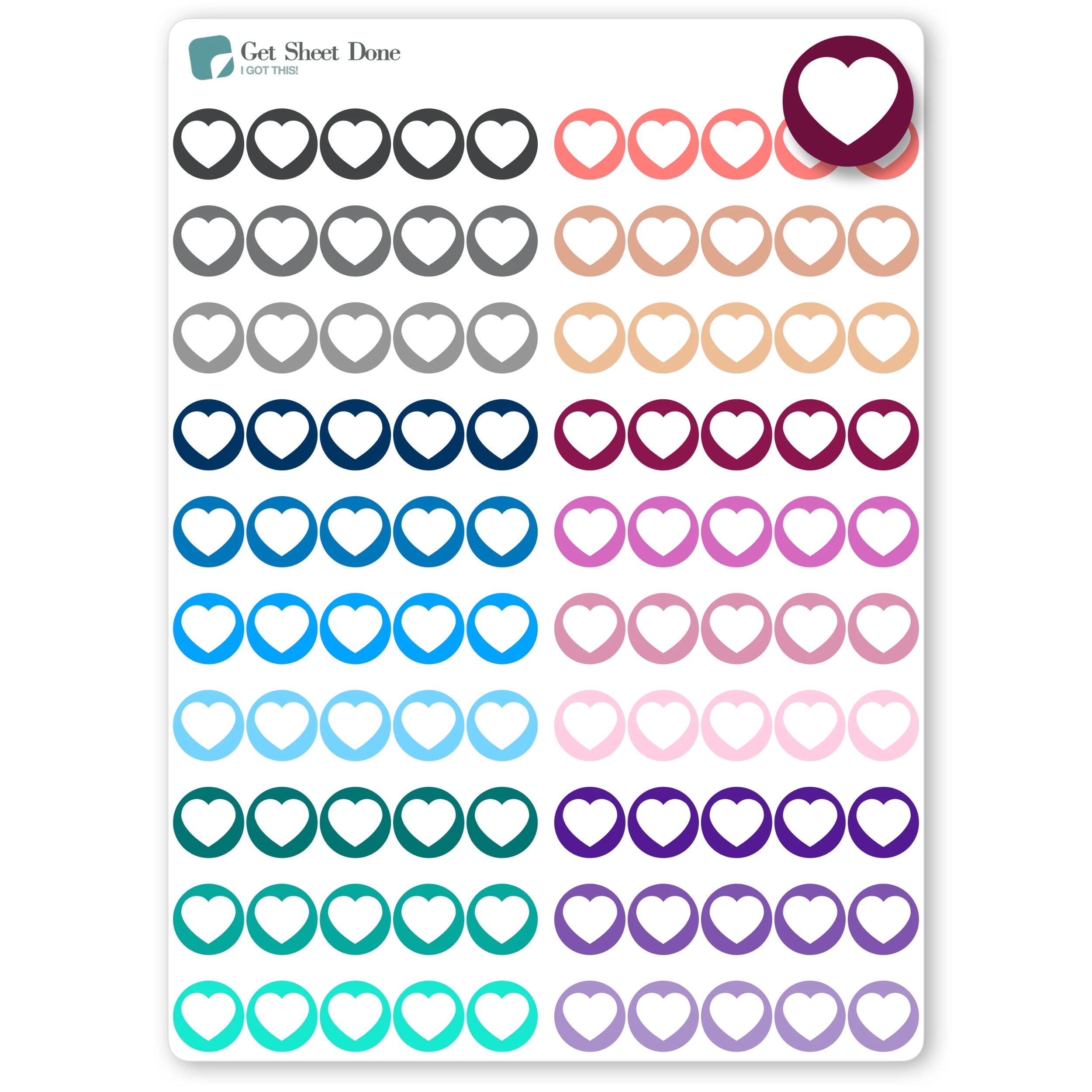 Heart Dot Planner Stickers / Bullet Journaling / Bujo / Essential ...