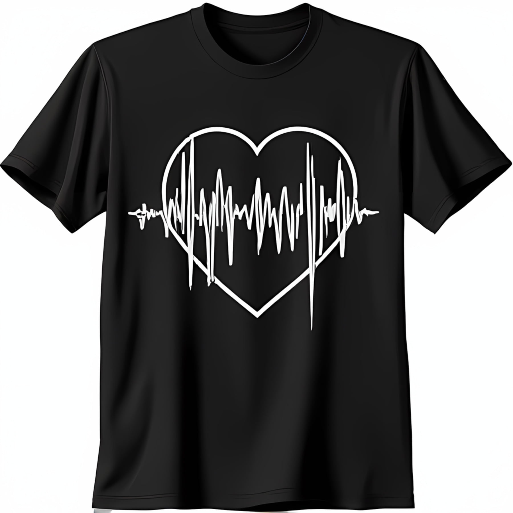 Heart EKG Line Graphic Black T-Shirt Life & Love Design for Men & Women ...