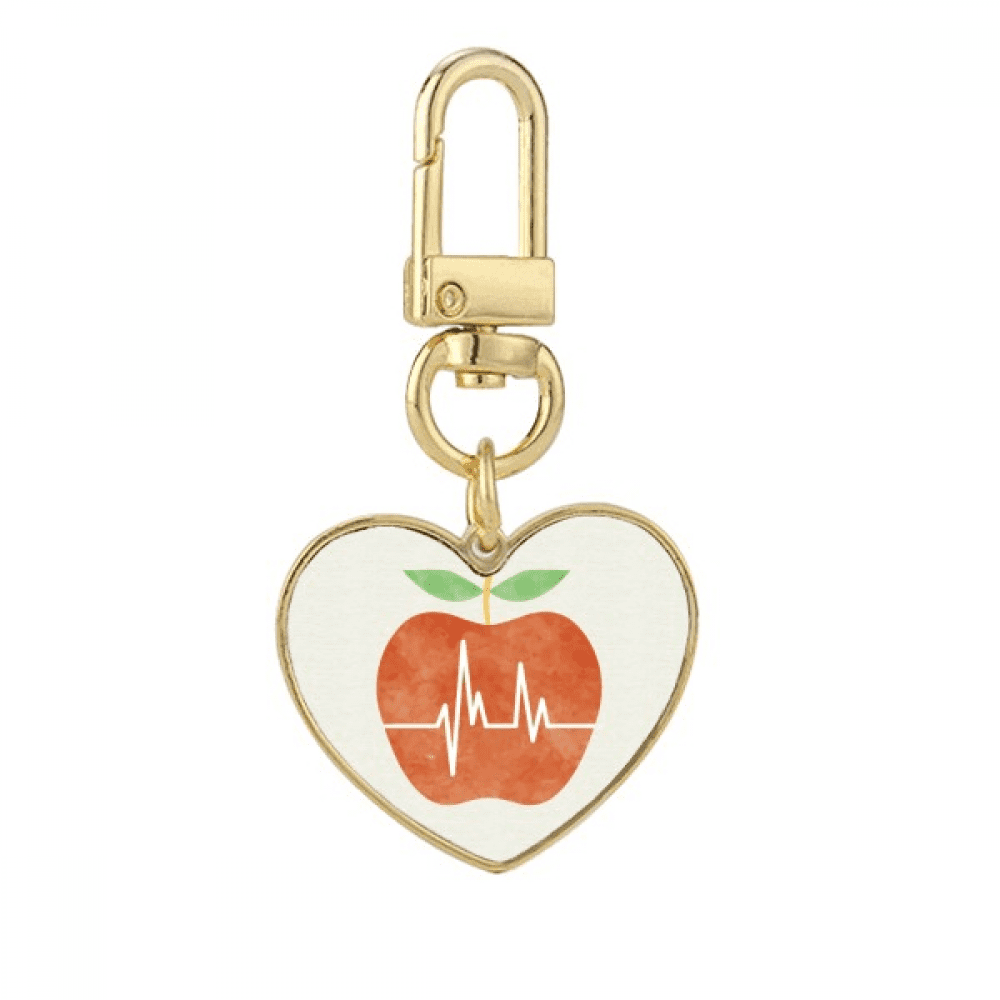Heart Electrocardiogram Design Pattern Gold Heart Keychain Metal ...