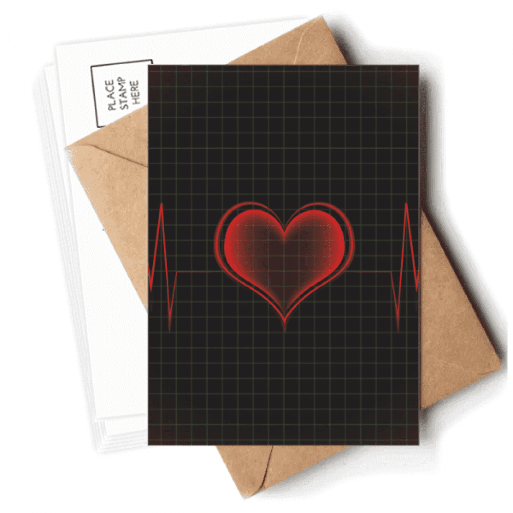 Heart Electrocardiogram Design Postcards Envelopes Blank Note Cards ...