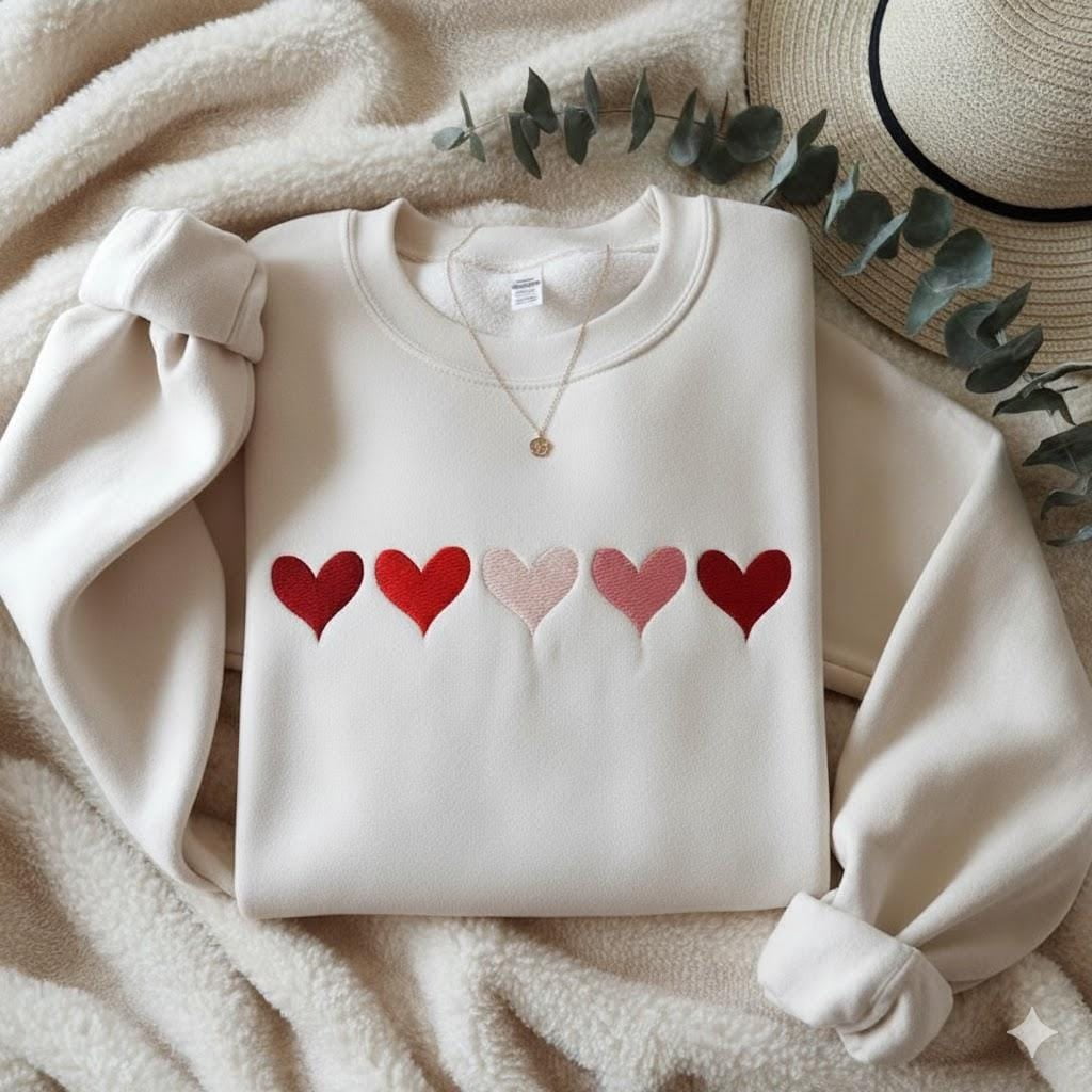 Heart Embroidered Sweatshirt, Minimal Heart Sweater, Valentine’s Day ...